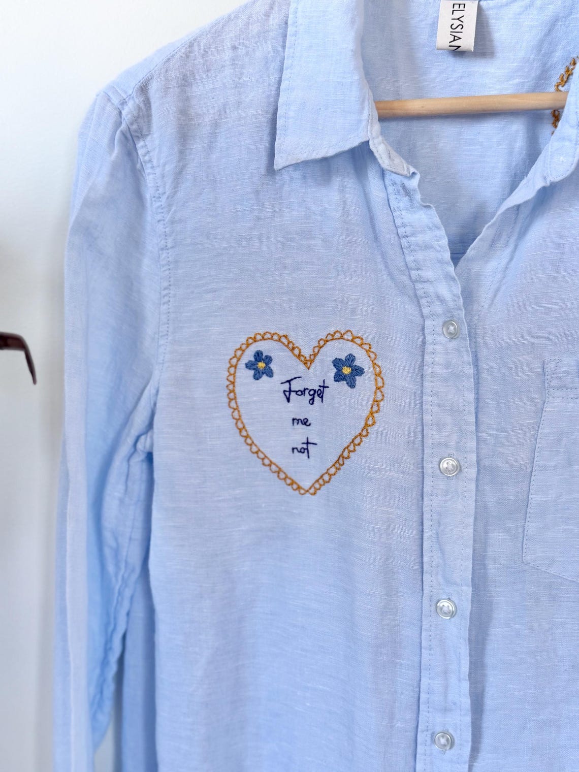 Forget Me Not, Flowers and Hearts, Up-cycled Fashion, Hand Embroidered ...