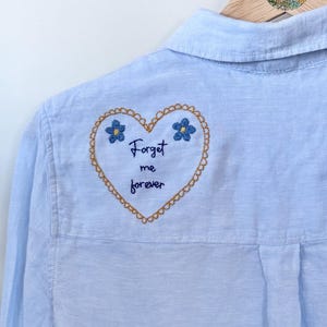 Forget Me Not, Flowers and Hearts, Up-cycled Fashion, Hand Embroidered ...