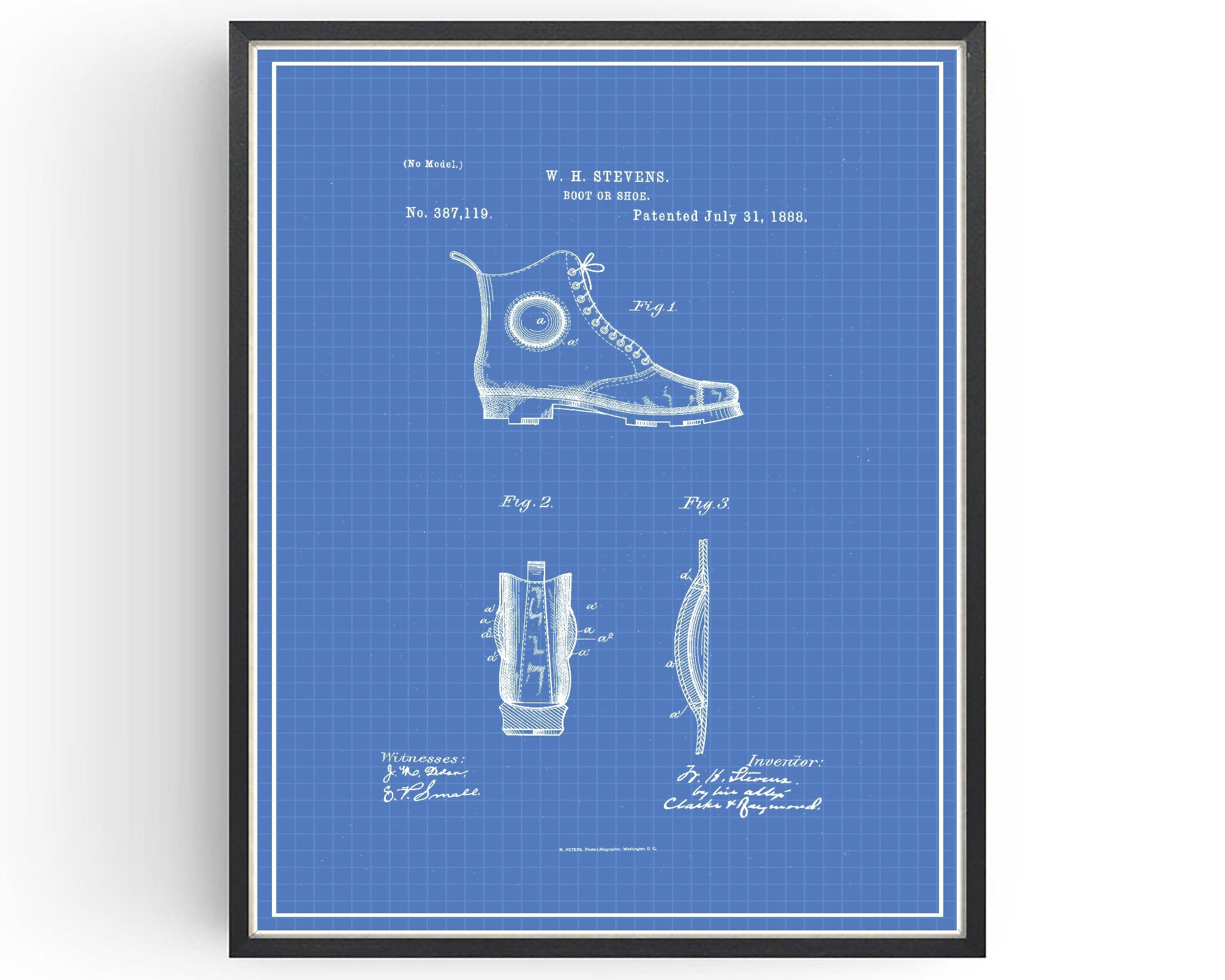 Shoe Patent Blueprint Boot Design Print Gifts for Her Fashion Art ...
