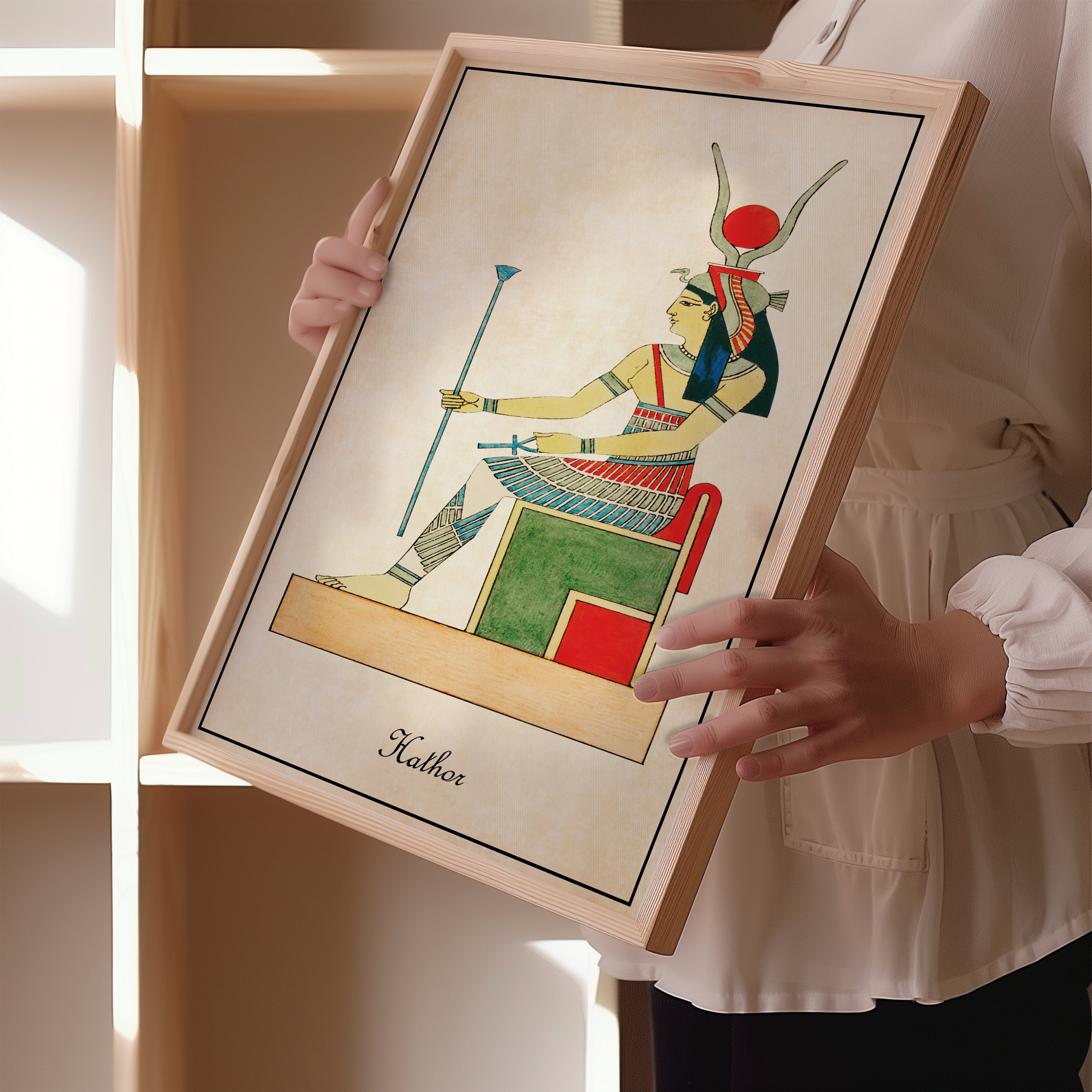 Egyptian God Hathor Poster Hieroglyphs Art Gothic Steampunk Vintage ...