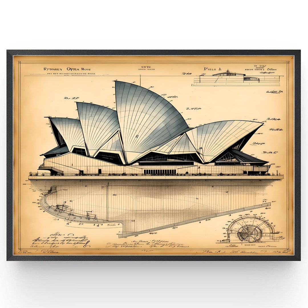 Sydney Opera House Poster Patent Art Blueprint Australia Poster Wall ...
