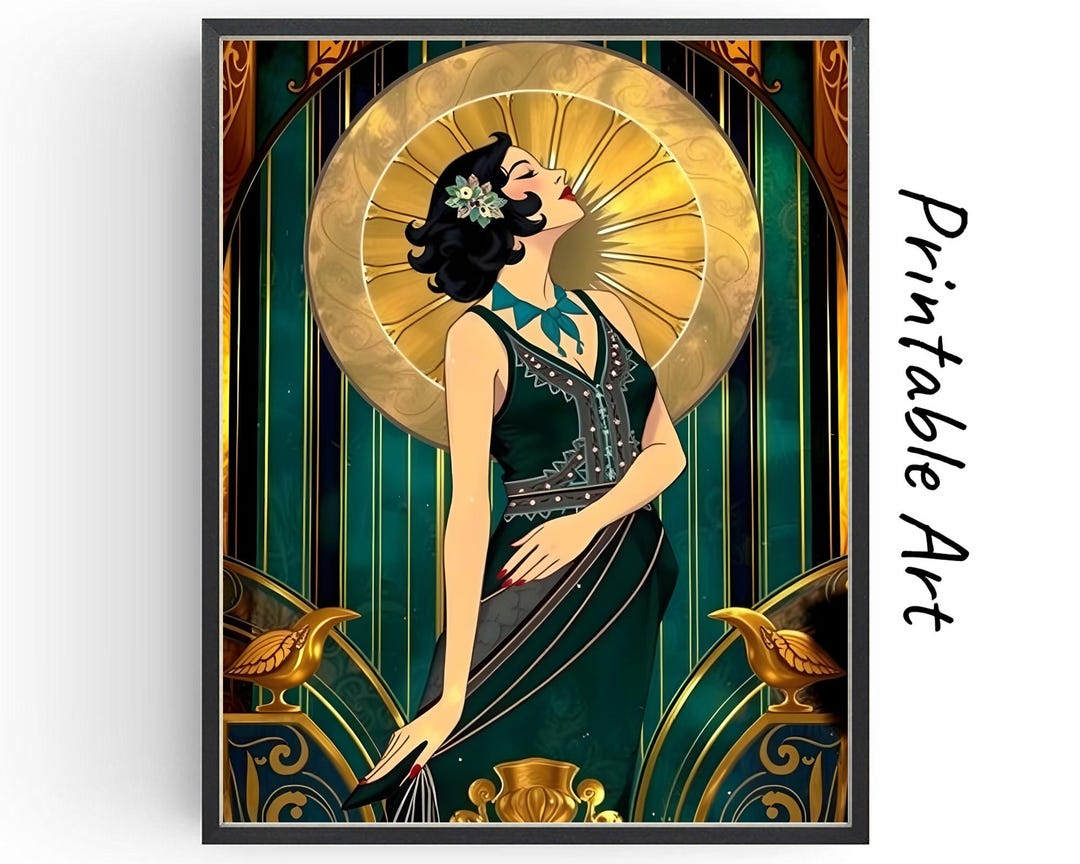 Flapper Girl Print: Vintage 1920s Style Art Deco (digital Download) - Etsy