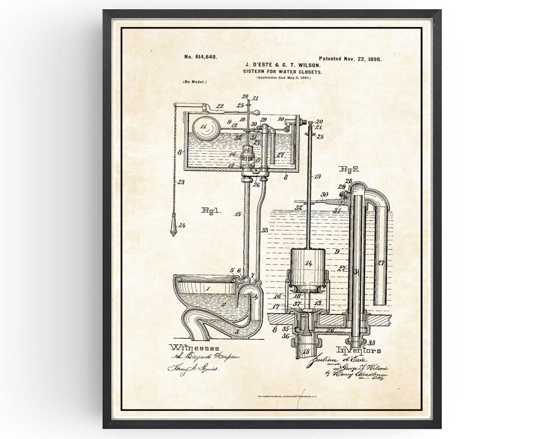Toilet Patent Print: Blueprint Bathroom Wall Art - Etsy
