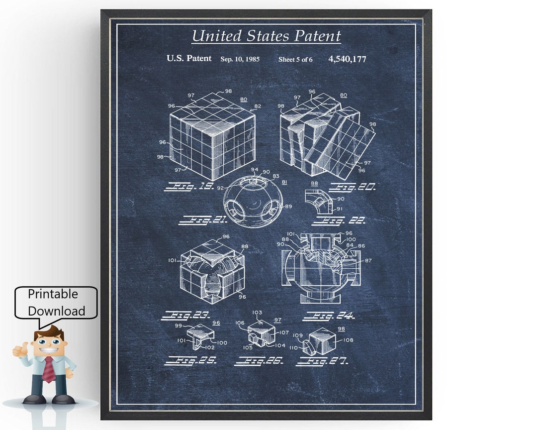 Printable Rubiks Cube Patent Download Prints Puzzle Cube - Etsy
