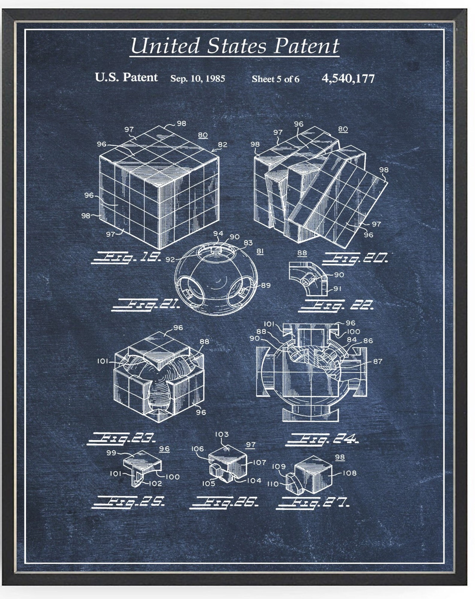 Printable Rubiks Cube Patent Download Prints Puzzle Blueprint Toy ...