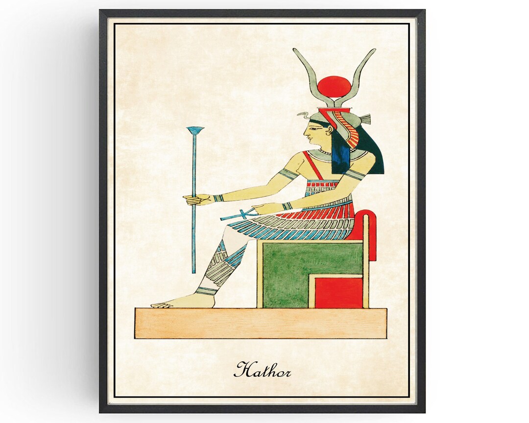 Egyptian God Hathor Poster Hieroglyphs Art Gothic Steampunk Vintage ...