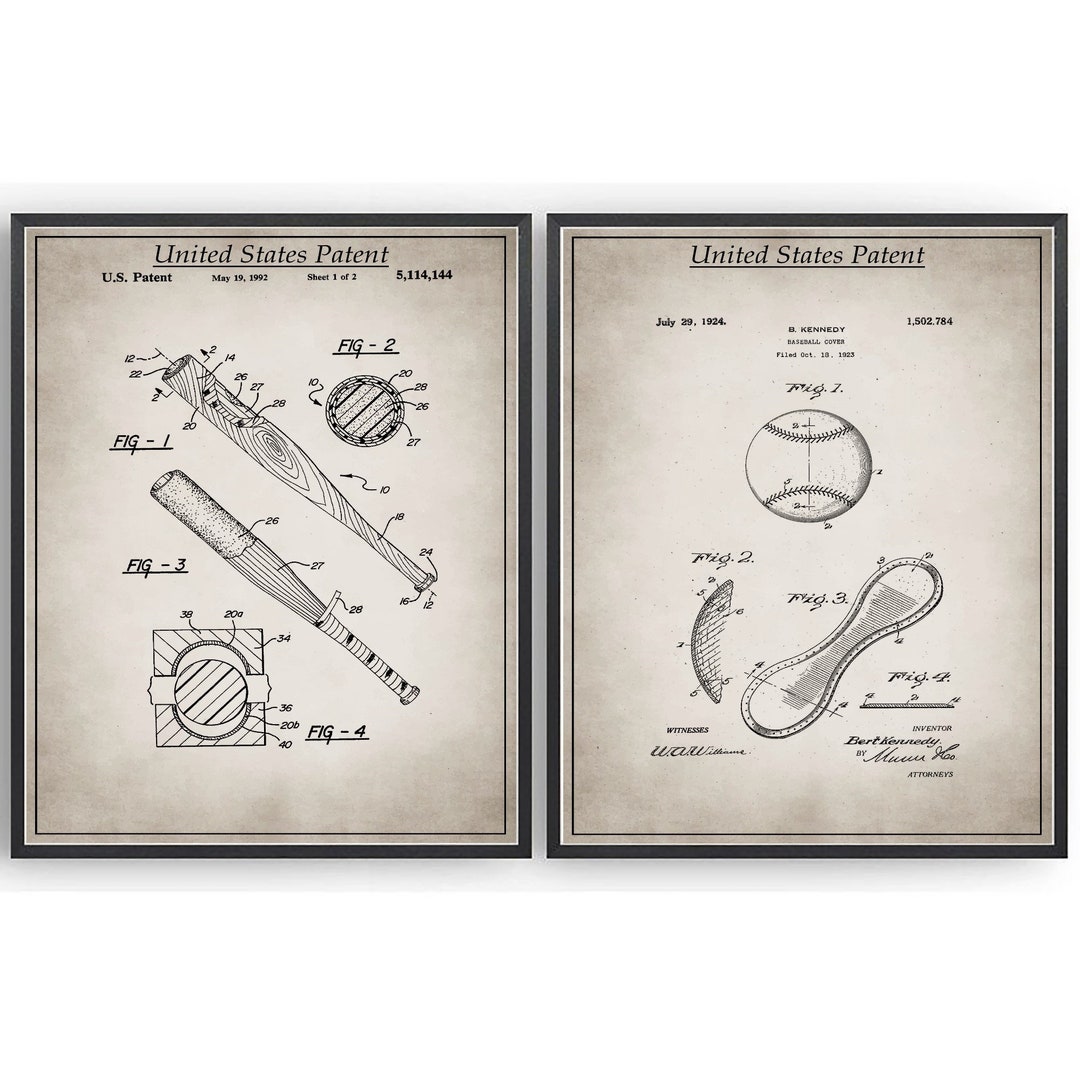 Baseball Bat Patent Blueprint Art Print: Sports Office Decor - Etsy