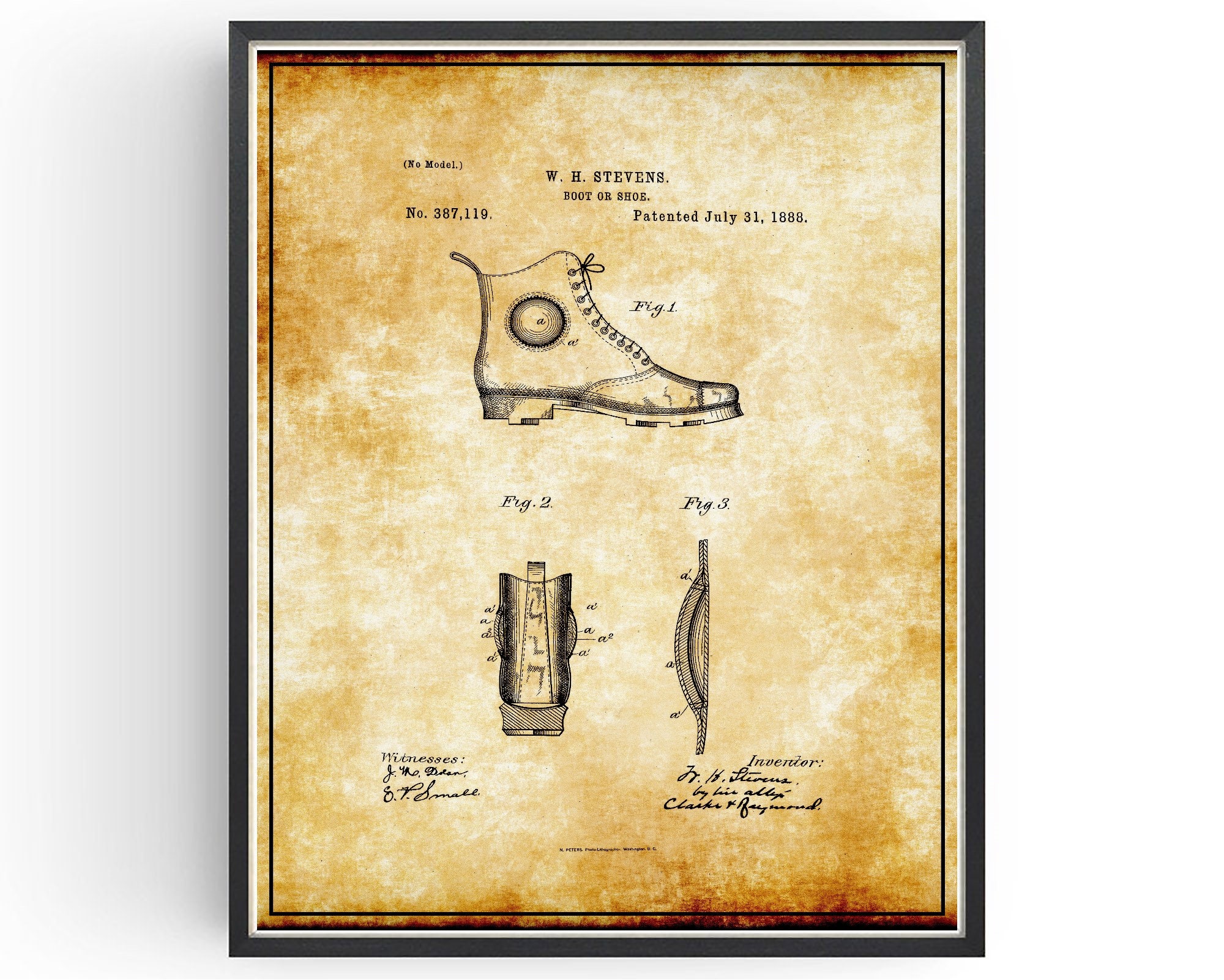 Shoe Patent Blueprint Boot Design Print Gifts for Her Fashion Art ...