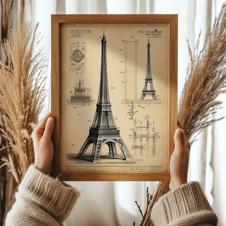 Eiffel Tower Patent Blueprint Art Print: Paris Landmark Poster - Etsy
