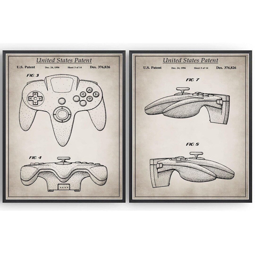 Nintendo 64 Controller Patent N64 Blueprint Classic Console Game Design ...