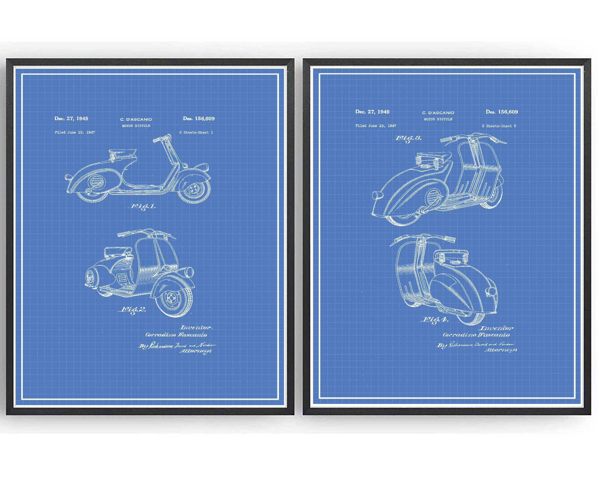 Vespa Scooter Patent Print Blueprint Piaggio Vespa Poster - Etsy UK
