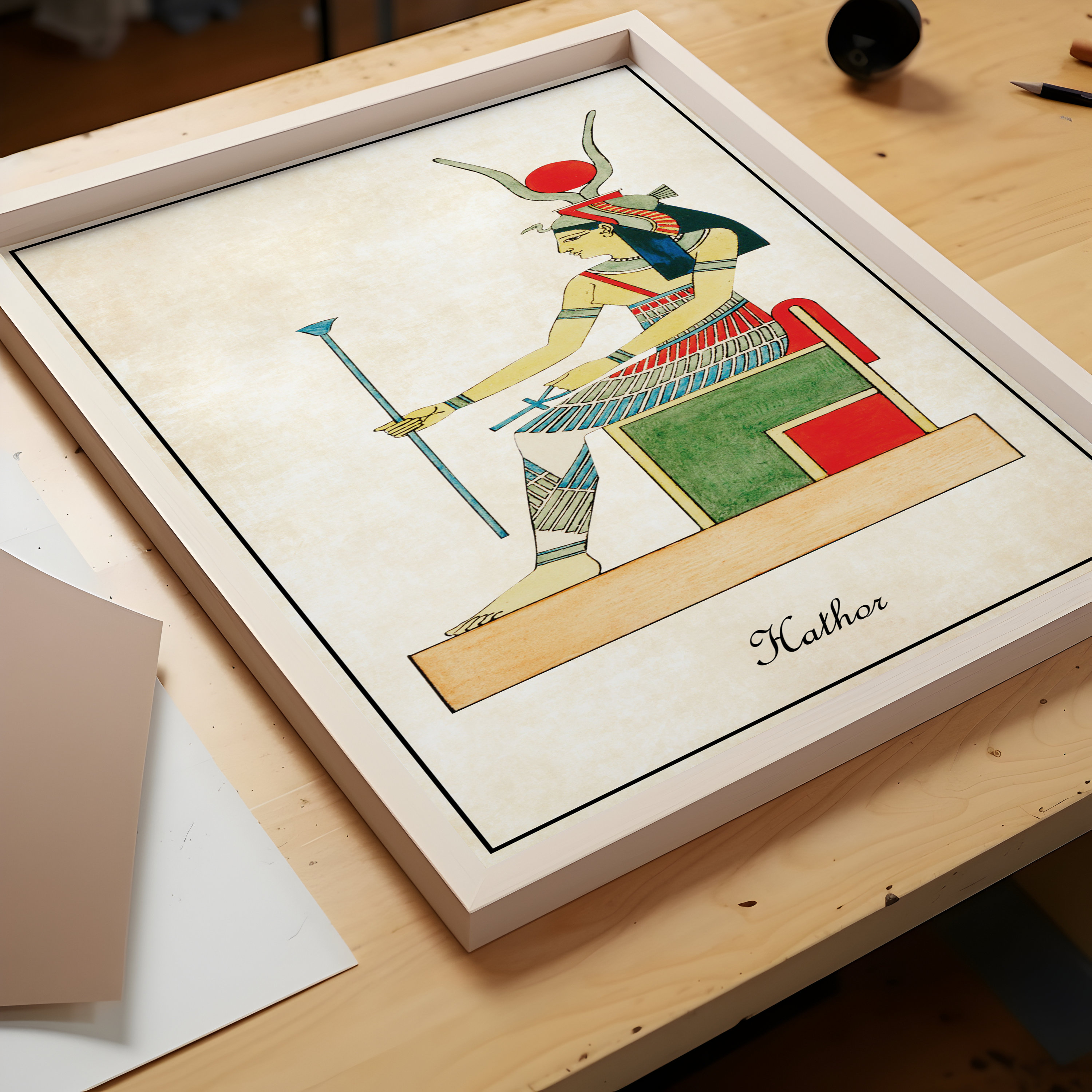 Egyptian God Hathor Poster Hieroglyphs Art Gothic Steampunk Vintage ...