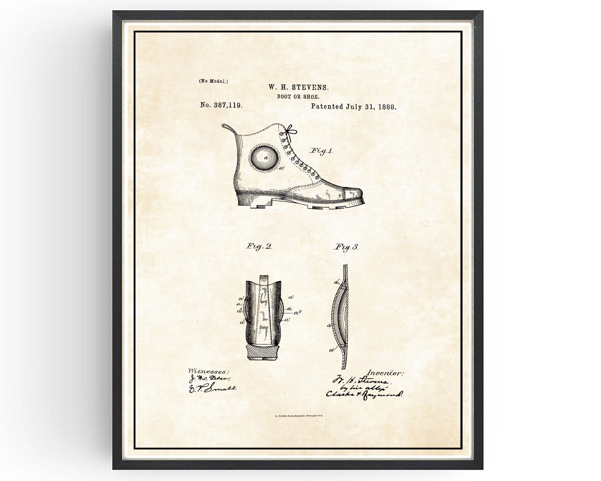 Shoe Patent Blueprint Boot Design Print Gifts for Her Fashion Art ...