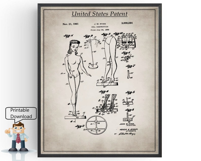 Printable Barbie Doll Patent Download Prints Toy Doll - Etsy