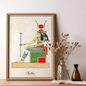 Egyptian God Hathor Poster Hieroglyphs Art Gothic Steampunk Vintage ...