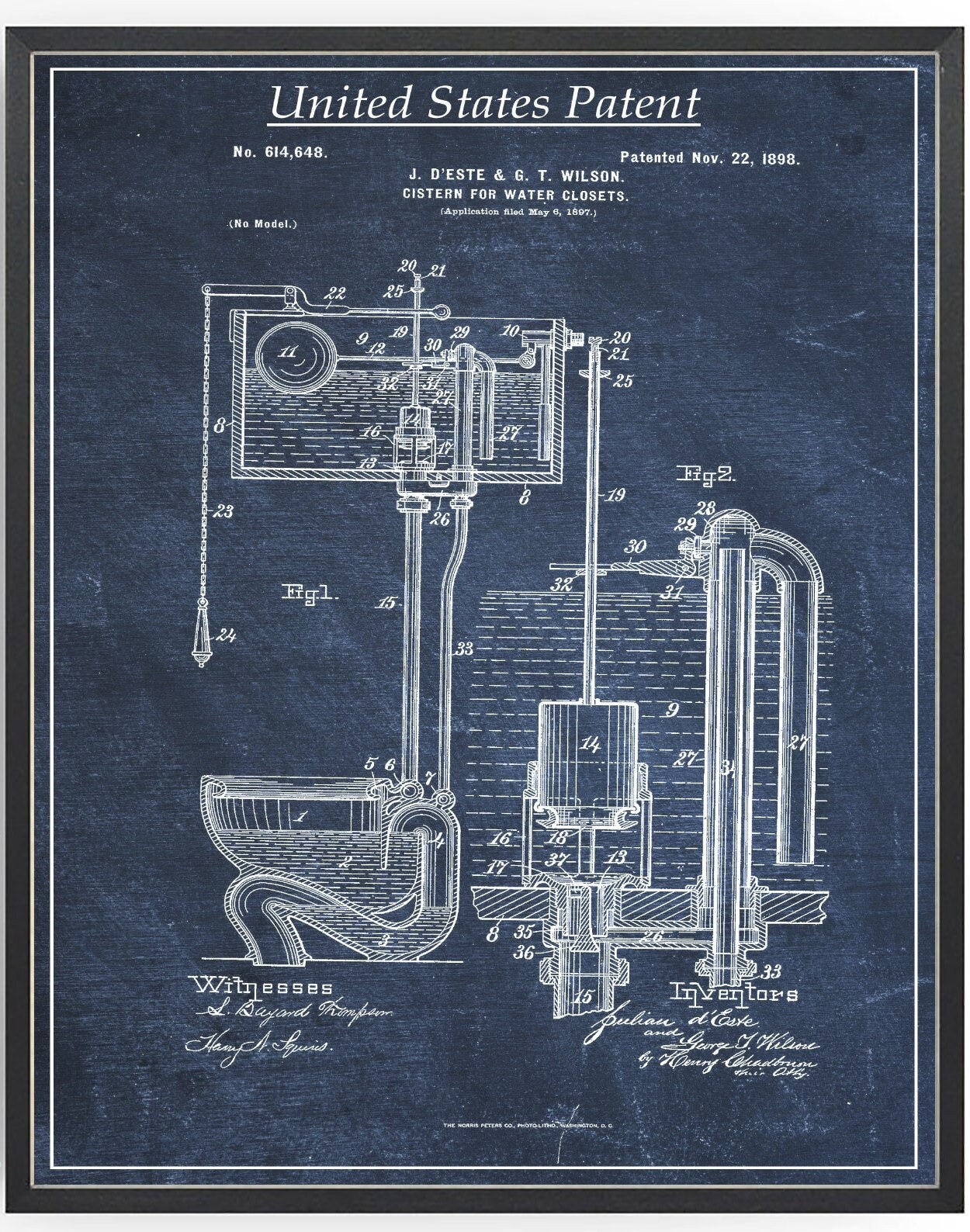 Printable Toilet Patent Download Prints Blueprint Poster Design ...