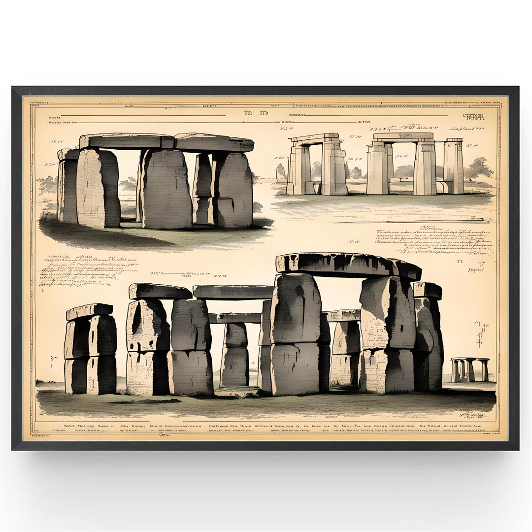 Stonehenge Poster Patent Art Blueprint British Landmarks Poster Wall ...