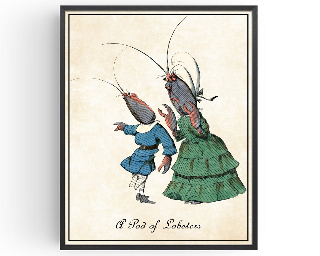 Lobsters as People - Vintage Animal in Clothes Gothic Wall Art ...