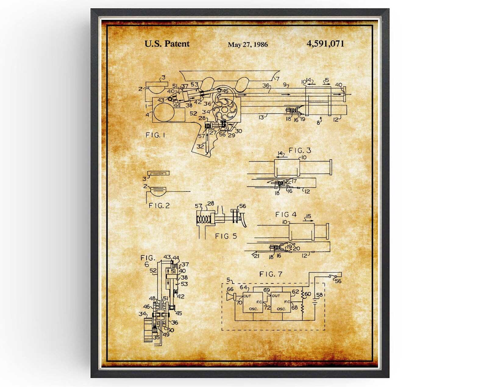 Nerf Gun Patent Print Blueprint Toy Gun Design Blueprint Wall - Etsy