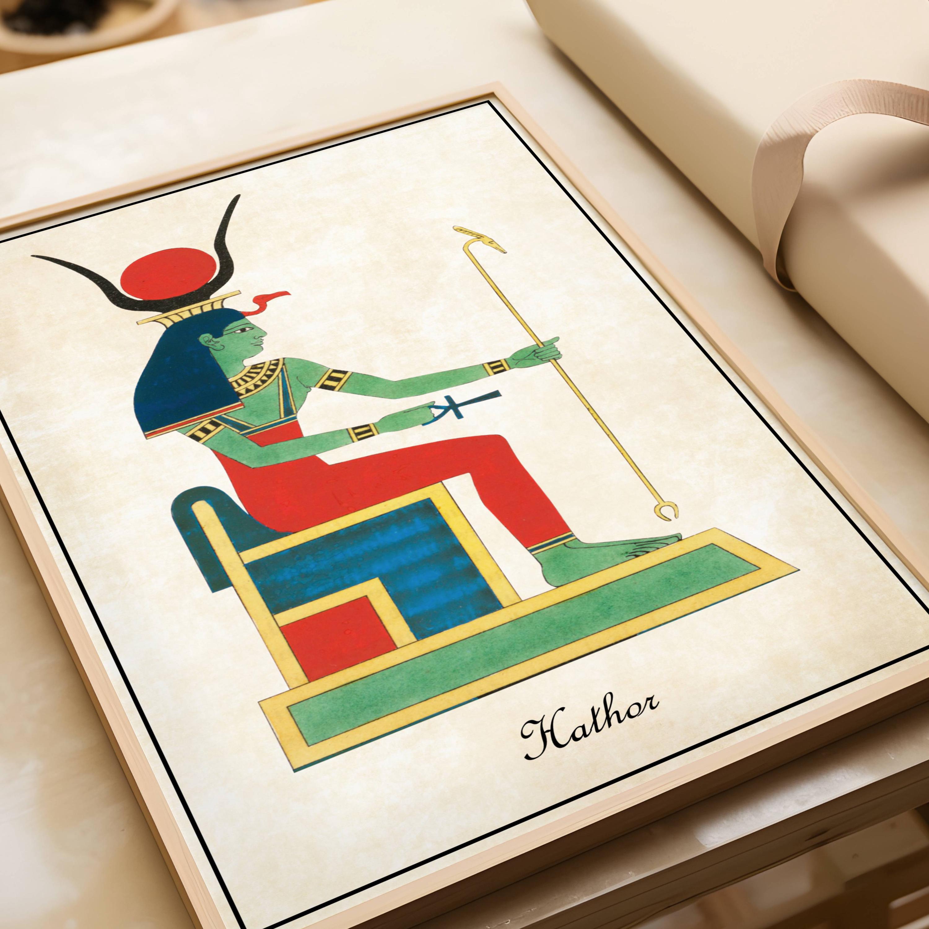 Hathor Poster Egyptian God Hieroglyphs Art Gothic Steampunk Vintage ...