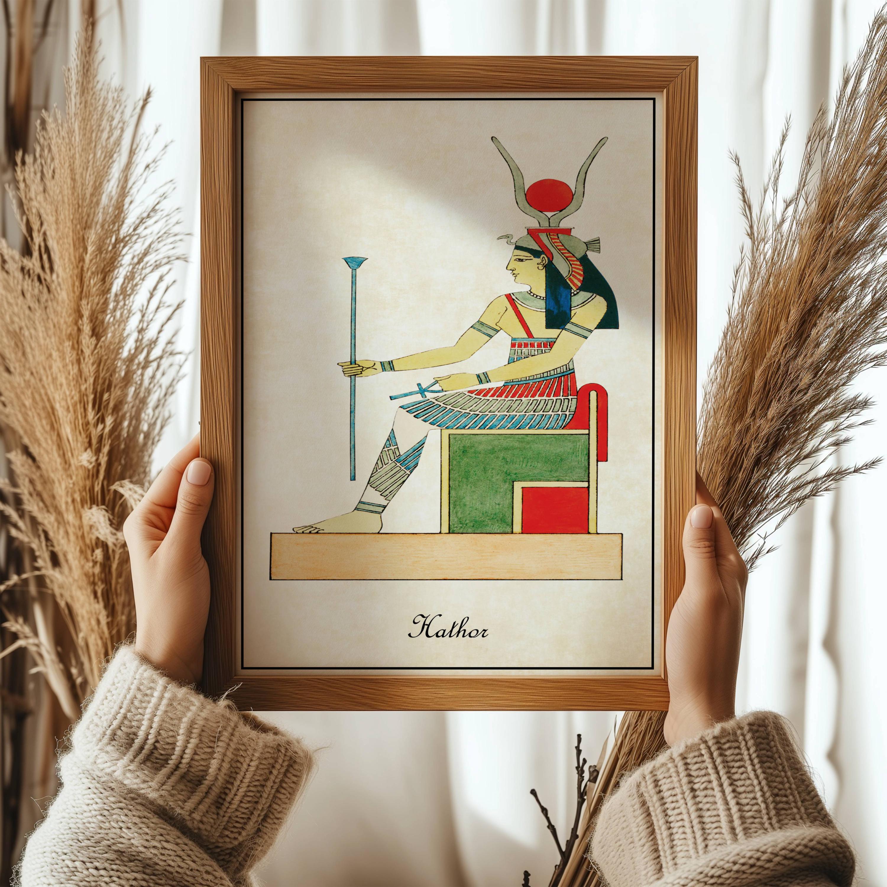 Egyptian God Hathor Poster Hieroglyphs Art Gothic Steampunk Vintage ...