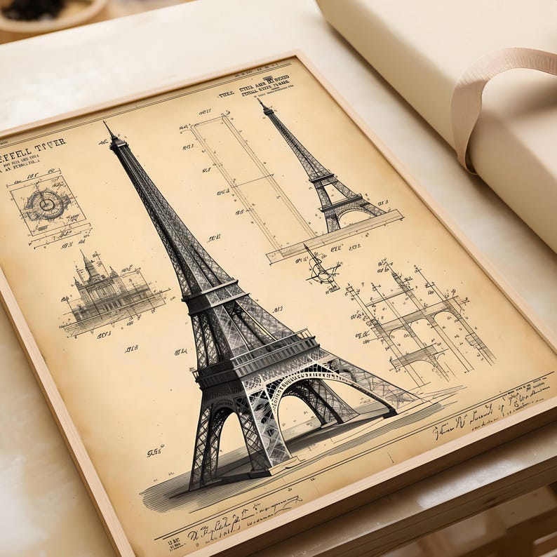 Eiffel Tower Patent Blueprint Art Print: Paris Landmark Poster - Etsy