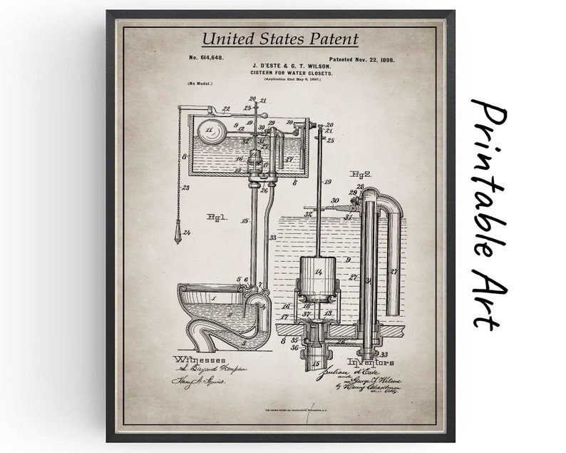 Printable Toilet Patent Download Prints Blueprint Poster Design ...