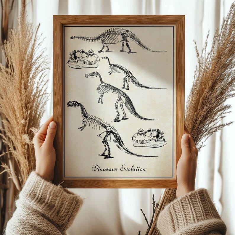 Dinosaur Poster Jurassic Skeleton Gothic Wall Art Steampunk Vintage ...