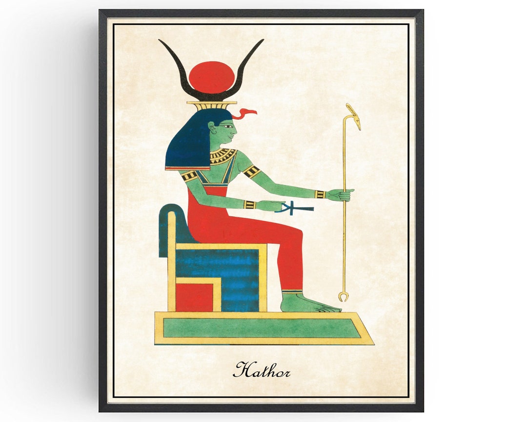 Hathor Poster Egyptian God Hieroglyphs Art Gothic Steampunk Vintage ...