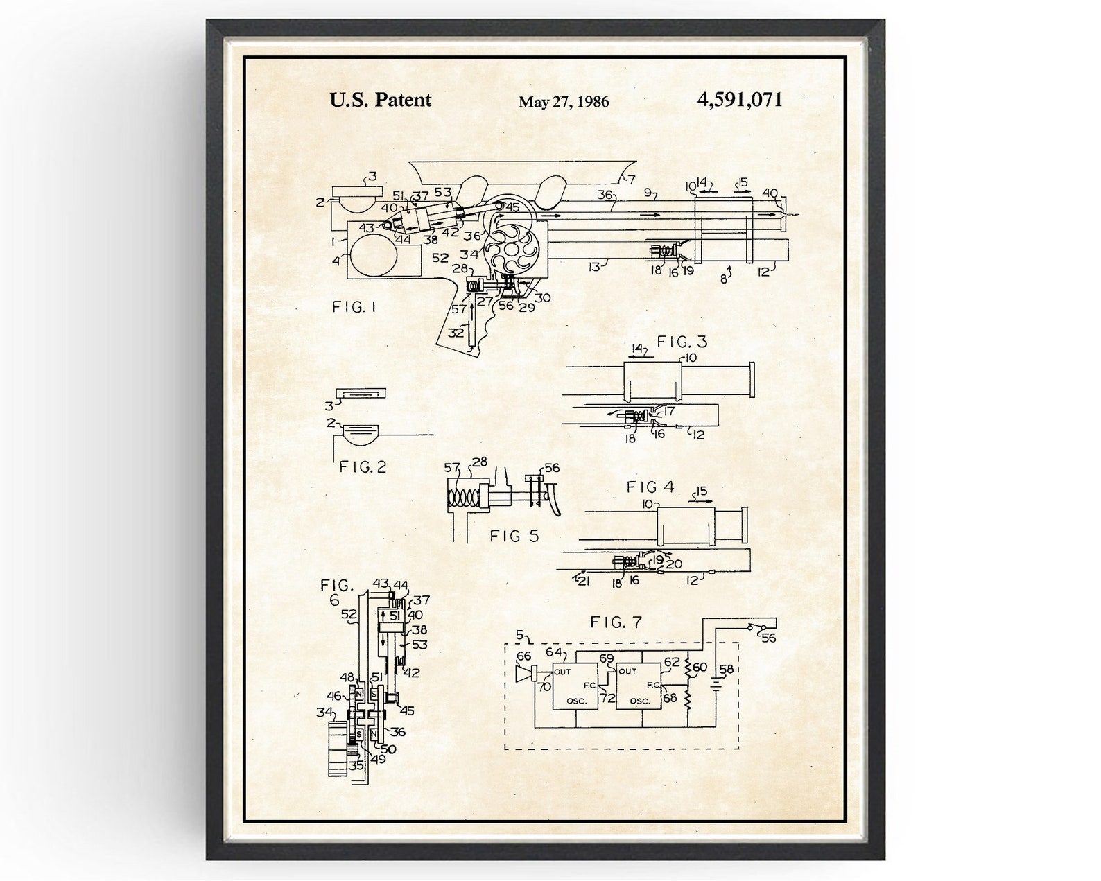 Nerf Gun Patent Print Blueprint Toy Gun Design Blueprint Wall - Etsy