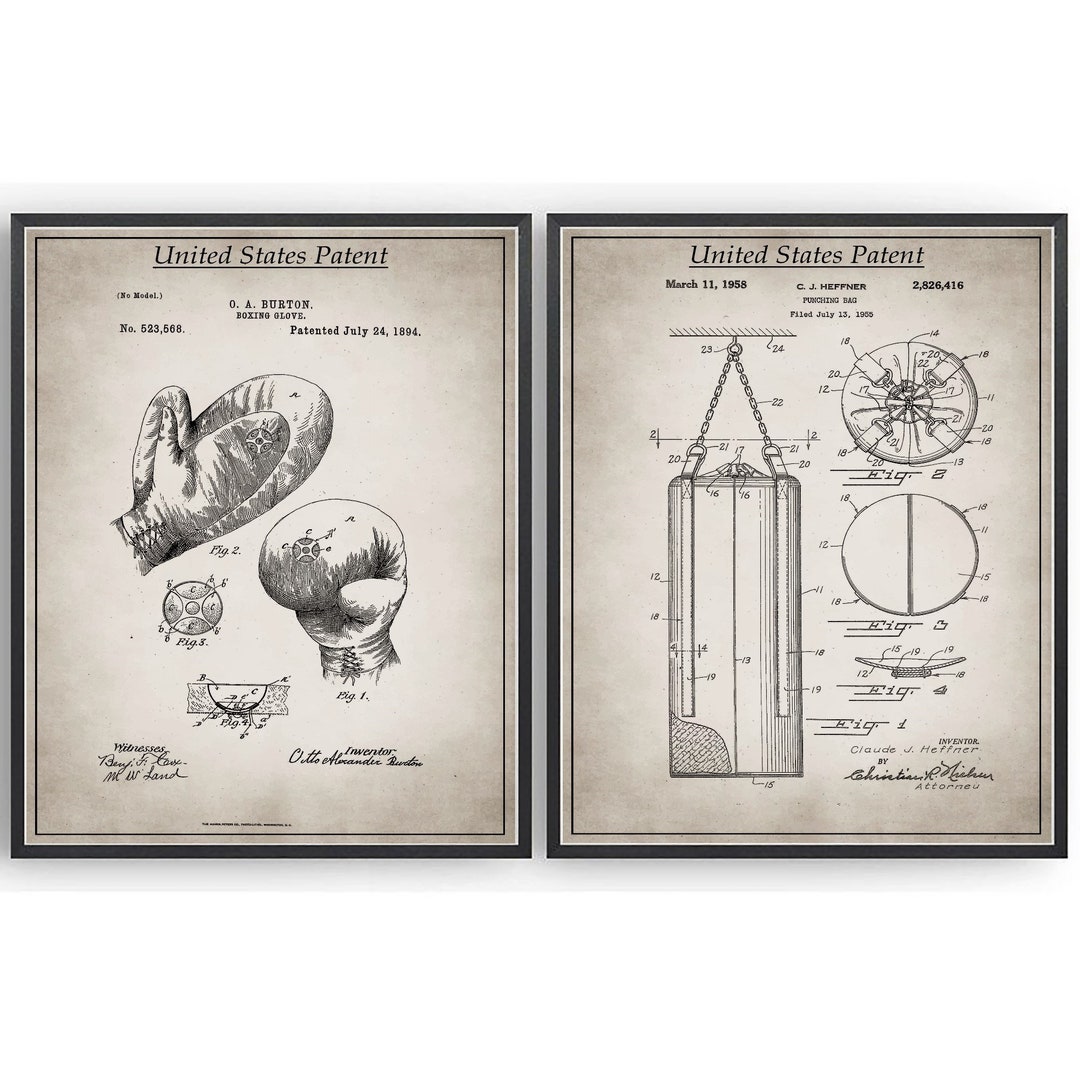 Boxing Glove Patent Blueprint Design Sports Wall Art Office Poster ...