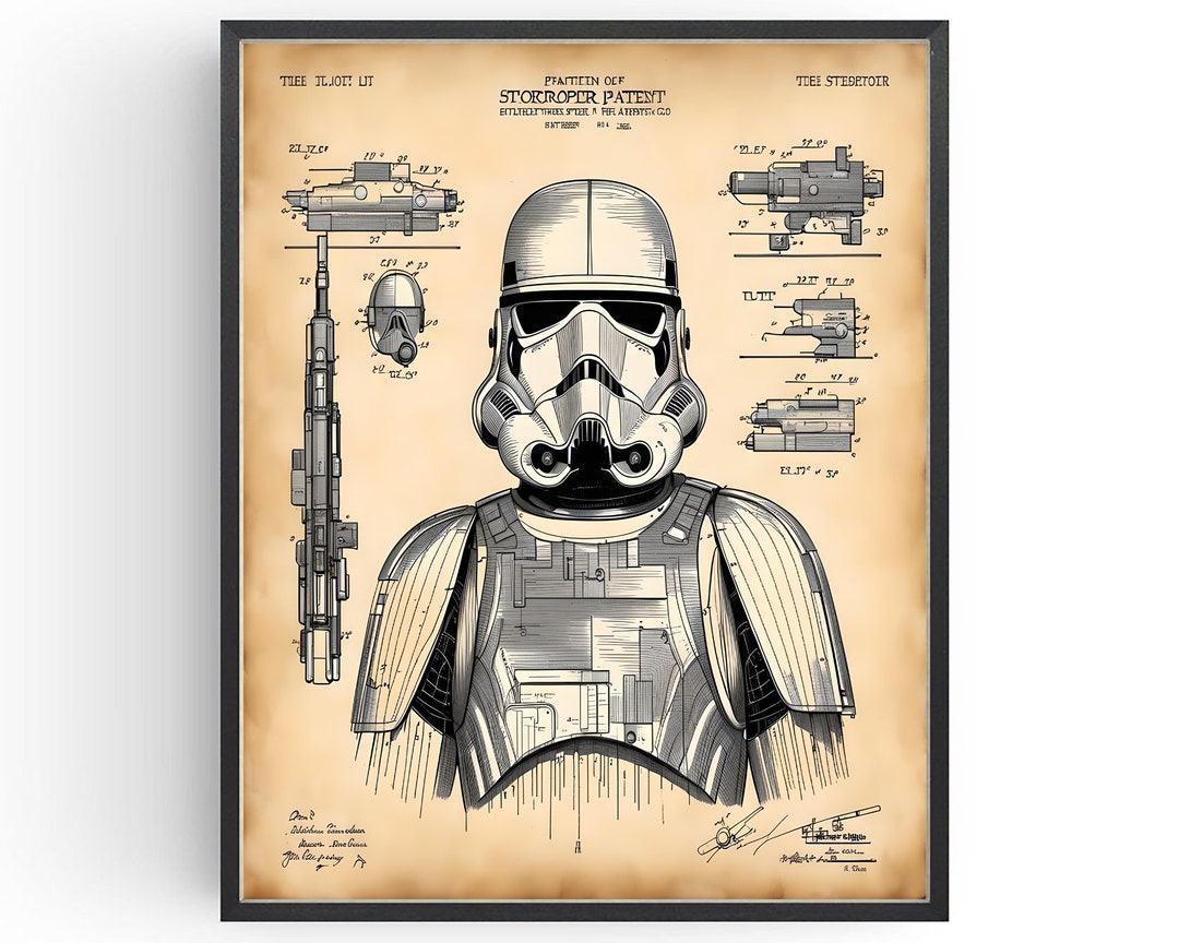 Stormtrooper Poster Patent Art Blueprint Star Wars Movie Poster Wall ...