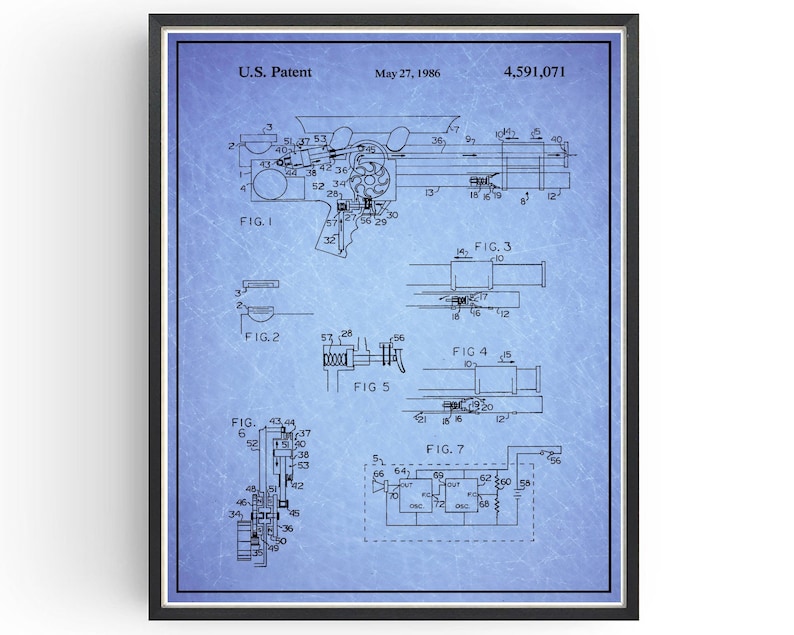 Nerf Gun Patent Print Blueprint Toy Gun Design Blueprint Wall - Etsy
