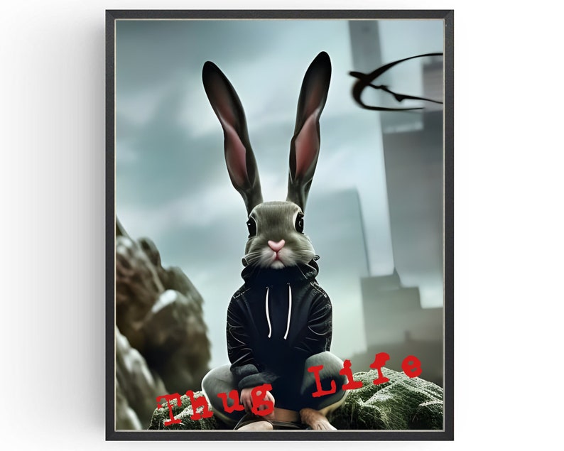 Thug Life Rabbit Poster, Animals Wearing Clothes, Fun Prints, Teenager ...