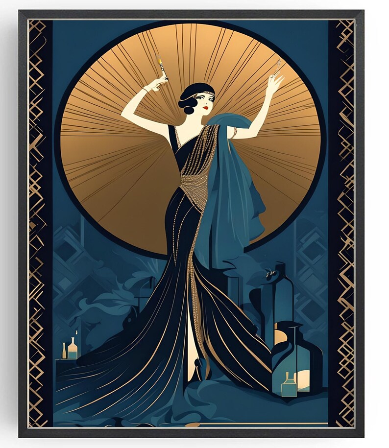 Cocktail Poster 20s Style Wall Art Gift, Vintage Style Dressing Room ...