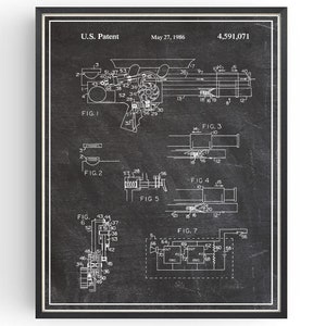 Nerf Gun Patent Print Blueprint Toy Gun Design Blueprint Wall - Etsy