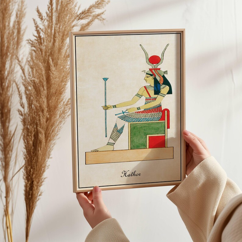 Egyptian God Hathor Poster Hieroglyphs Art Gothic Steampunk Vintage ...