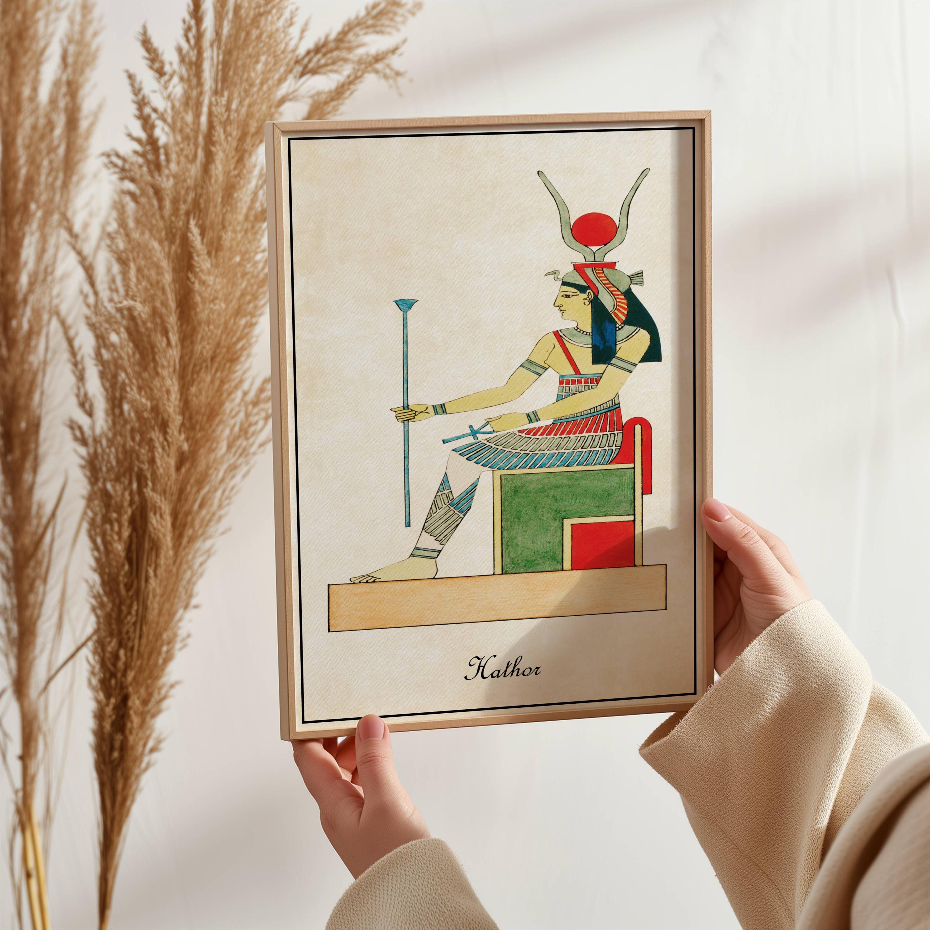 Egyptian God Hathor Poster Hieroglyphs Art Gothic Steampunk Vintage ...
