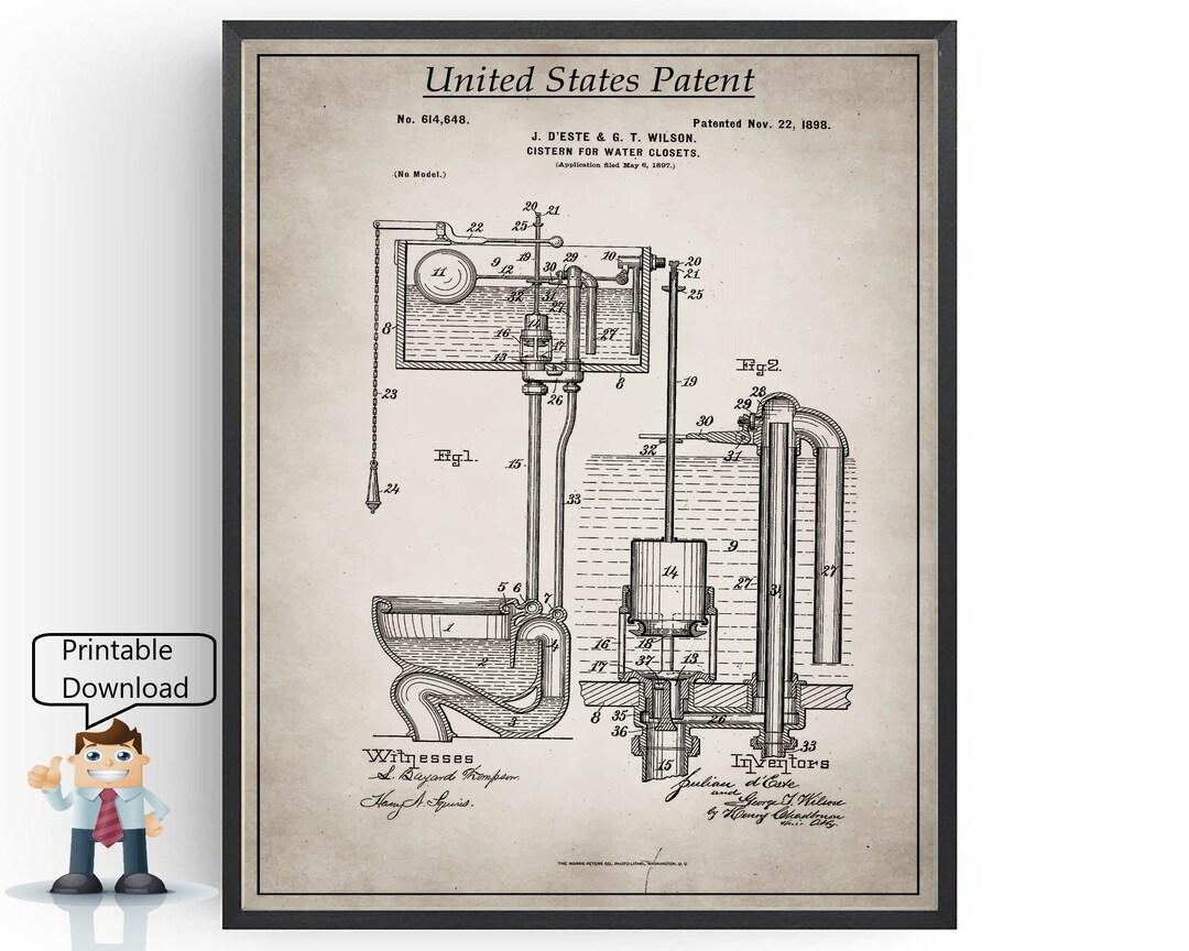 Printable Toilet Patent Download Prints Blueprint Poster - Etsy
