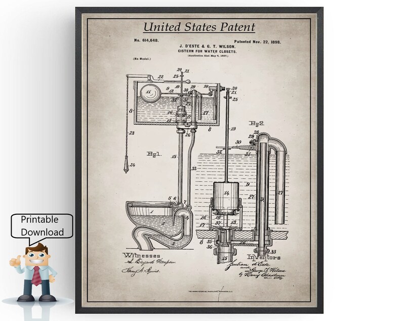 Printable Toilet Patent Download Prints Blueprint Poster - Etsy