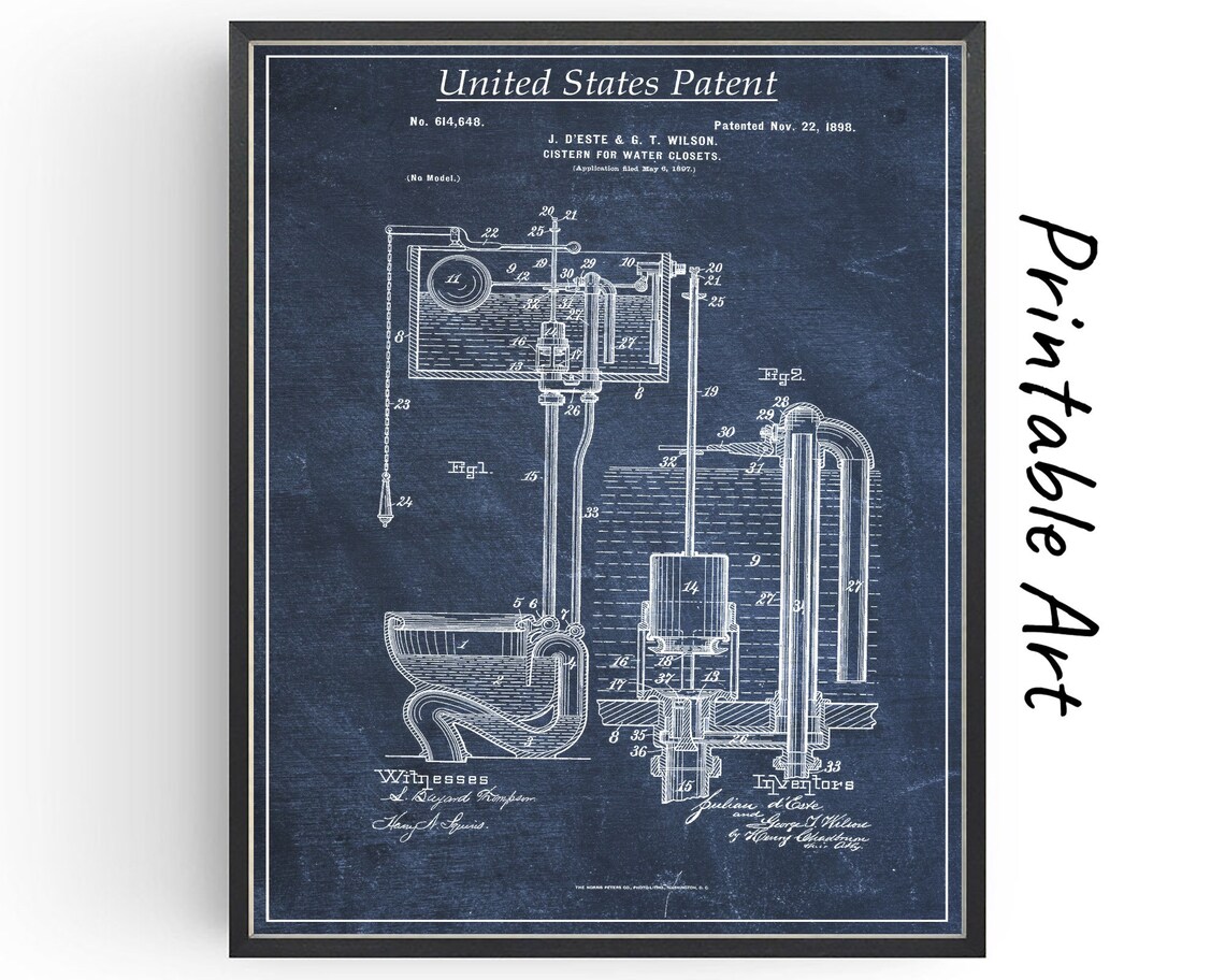 Printable Toilet Patent Download Prints Blueprint Poster Design ...