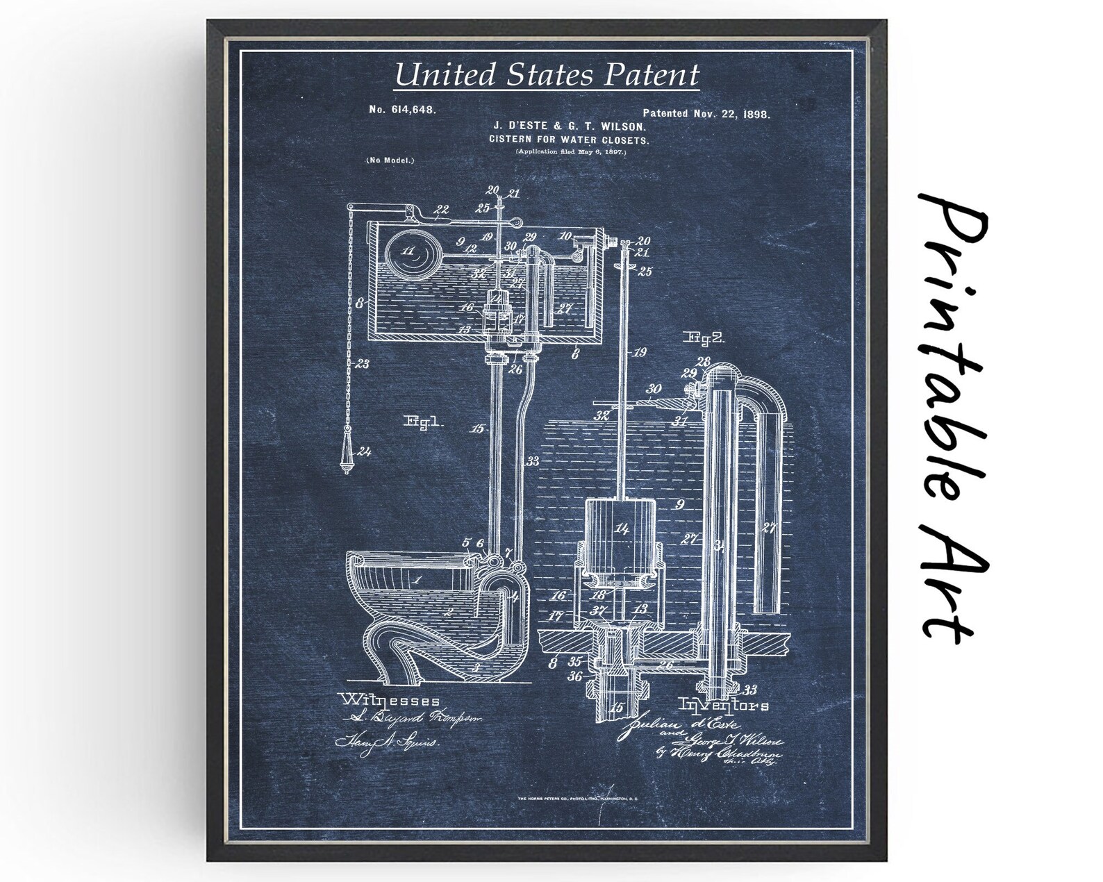 Printable Toilet Patent Download Prints Blueprint Poster Design ...