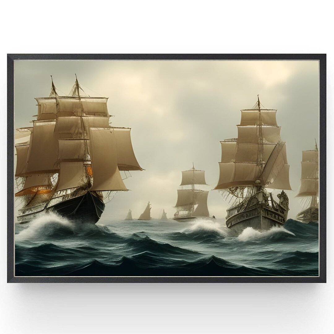 Tall Ships Print Regatta Sailing Poster Boats Art Life at Sea Artwork ...