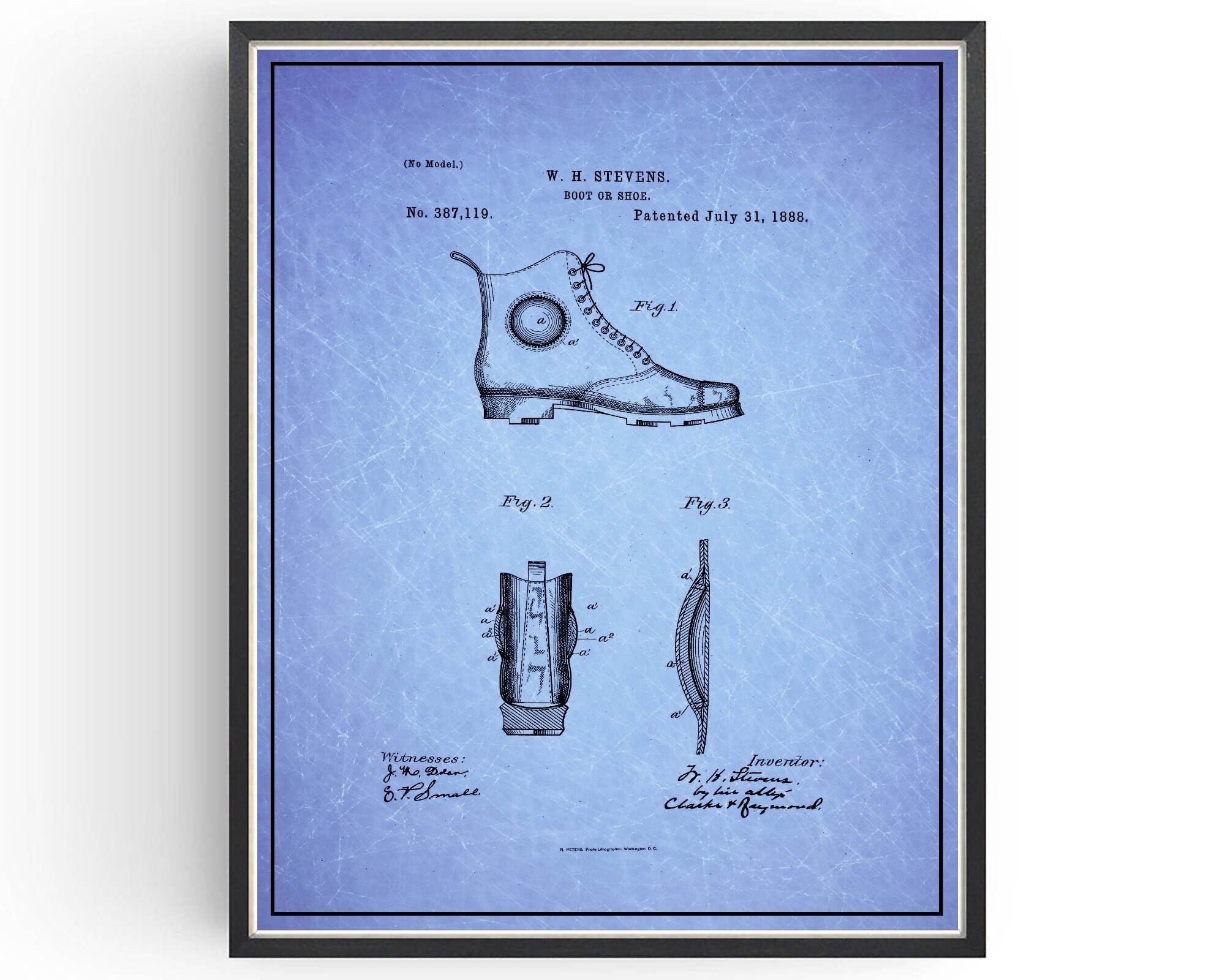 Shoe Patent Blueprint Boot Design Print Gifts for Her Fashion Art ...