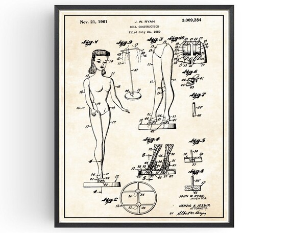 Barbie Doll Patent Print Blueprint Toy Doll Design Blueprint | Etsy UK