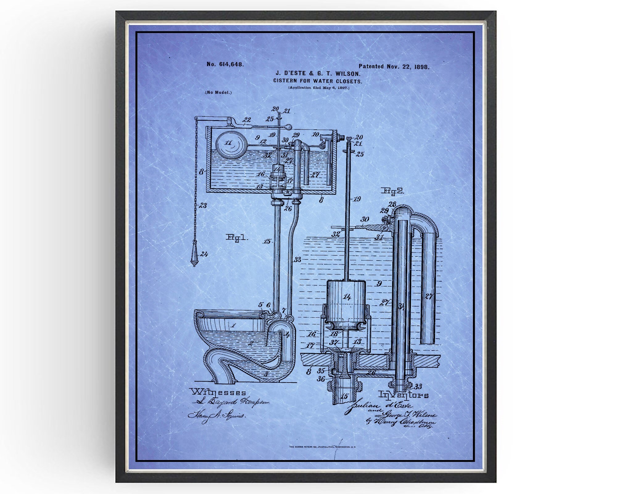 Toilet Patent Print: Blueprint Bathroom Wall Art - Etsy