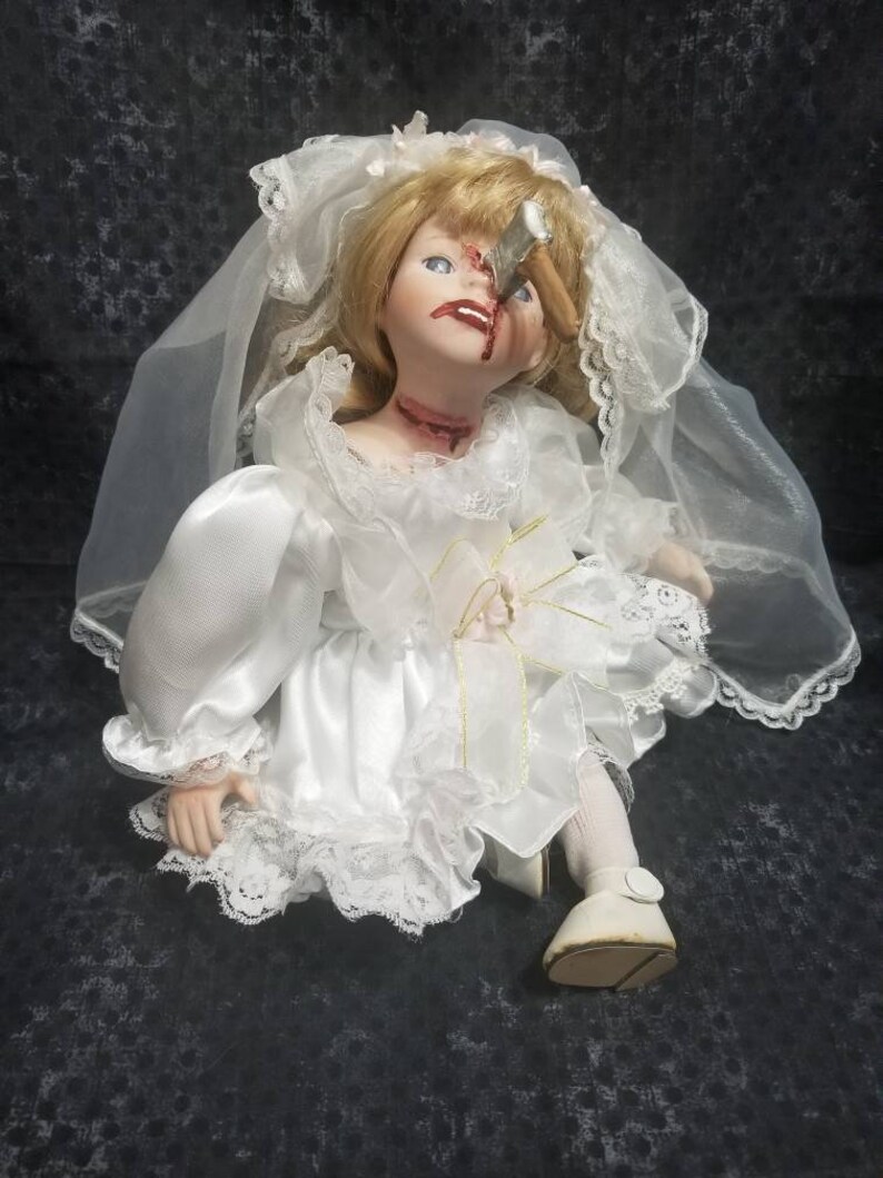 Creepy Doll Horror Doll Goth Doll Wedding Belle Blue 9in | Etsy