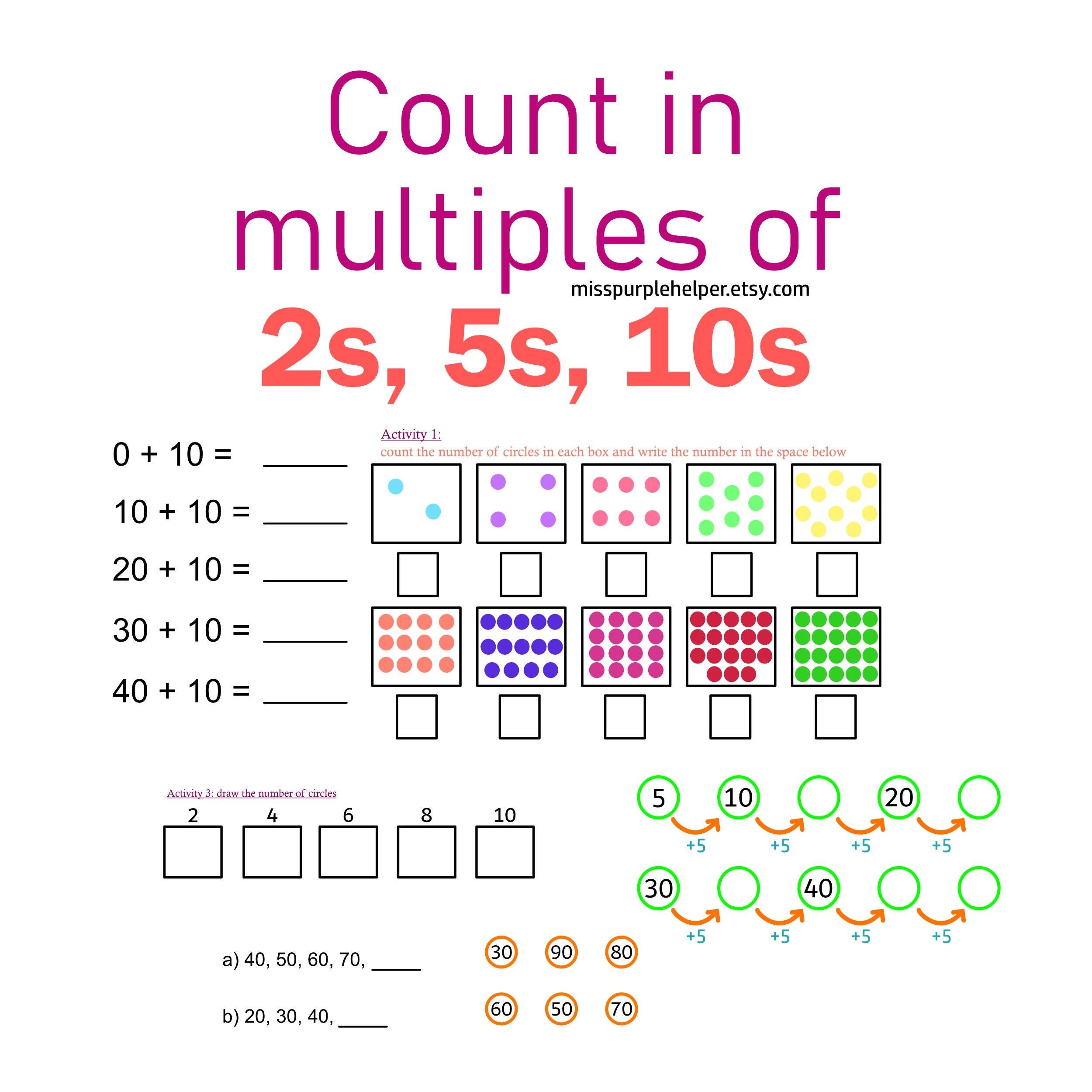 Count in Multiples of 2s, 5s, 10s, Year 1 Maths, Times Tables, Maths ...