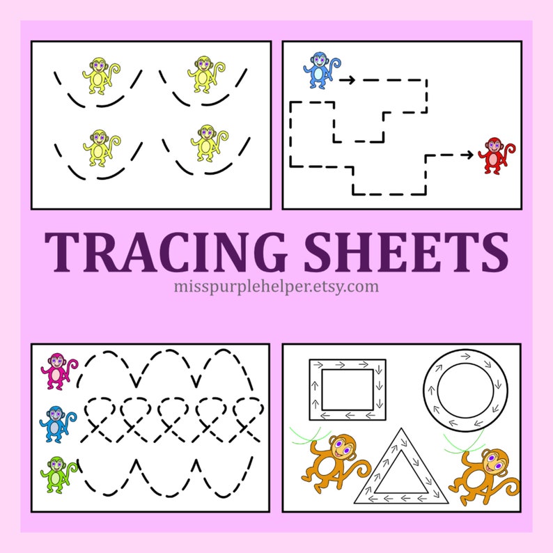 Pre-writing Tracing Sheets, Kids Handwriting Practice, Number Tracing ...