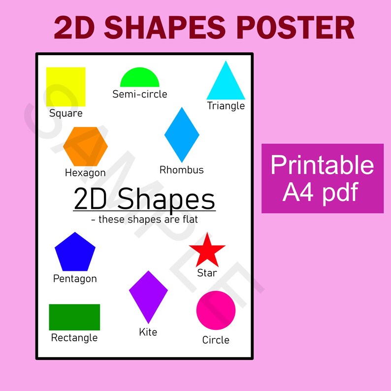 2D Shapes Poster Printable / Shapes Activity / Preschool Home Learning ...